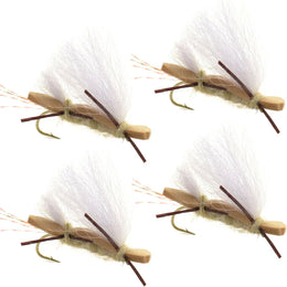 4 Pack Chubby Chernobyl Ant Tan Foam Body Grasshopper Fly - Hook Size