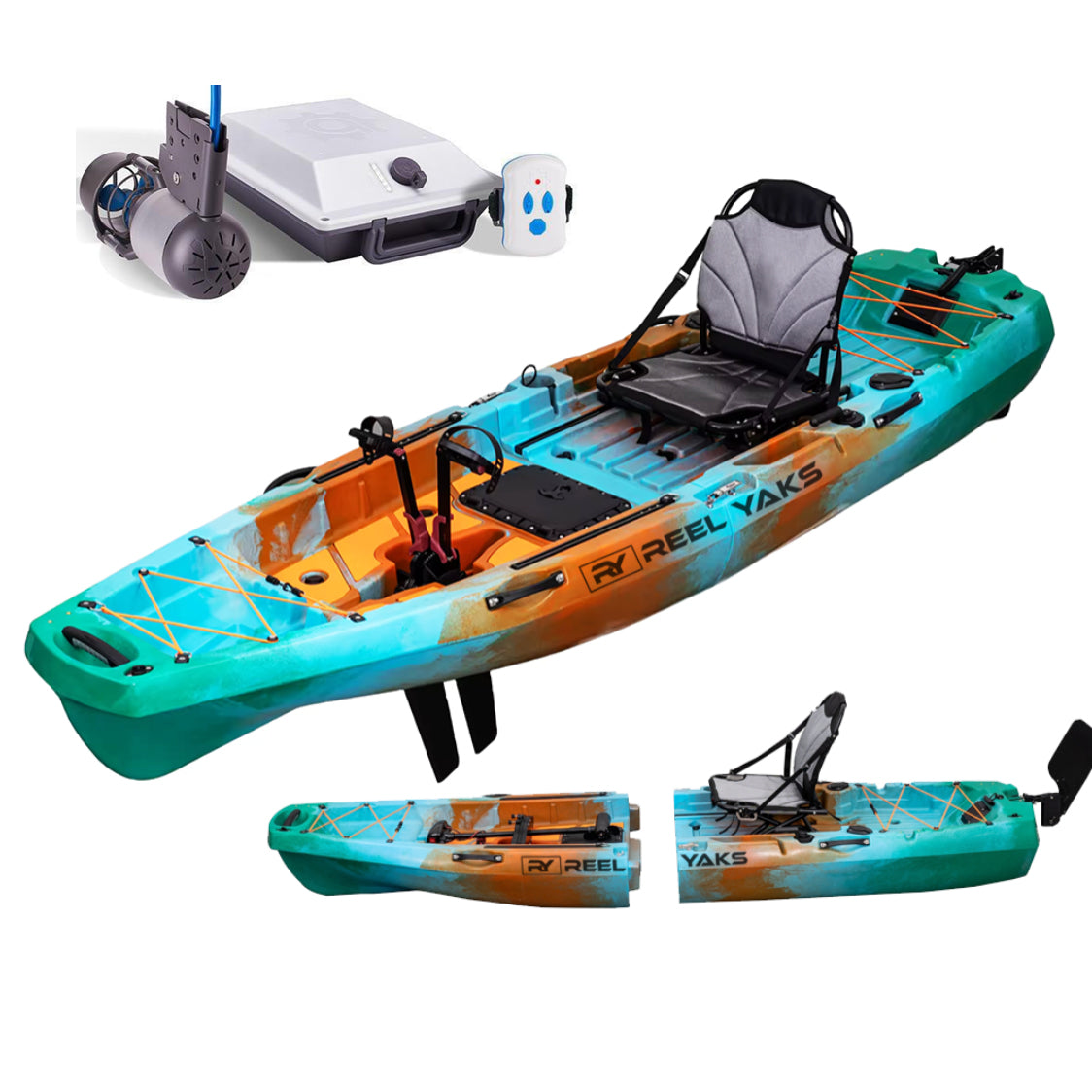 10ft Radar Modular Pedal Drive Fishing Kayak with Bixpy Trolling motor